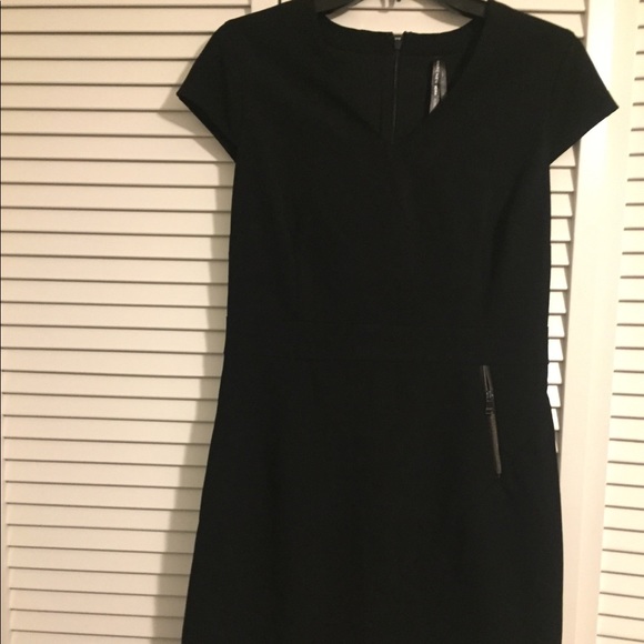 Andrew Marc | Dresses | Black Sheath Dress With Zipper Detail Like New ...